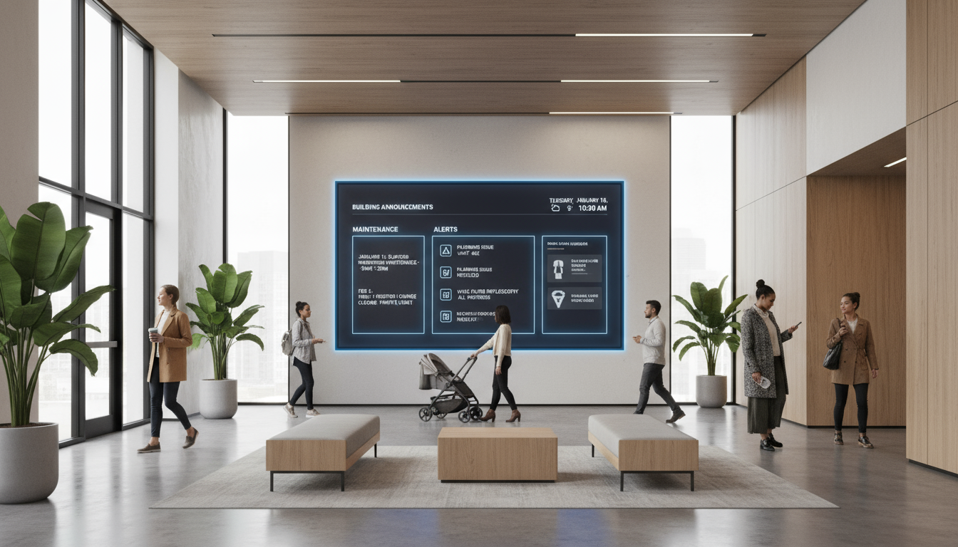 7 Ways to Keep Residents Informed With Smart Displays - Bulletin Board